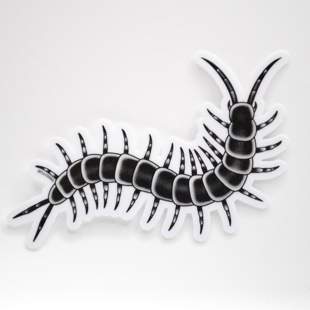 Trad Centipede Vinyl Matte Sticker | American Traditional Tattoo ...