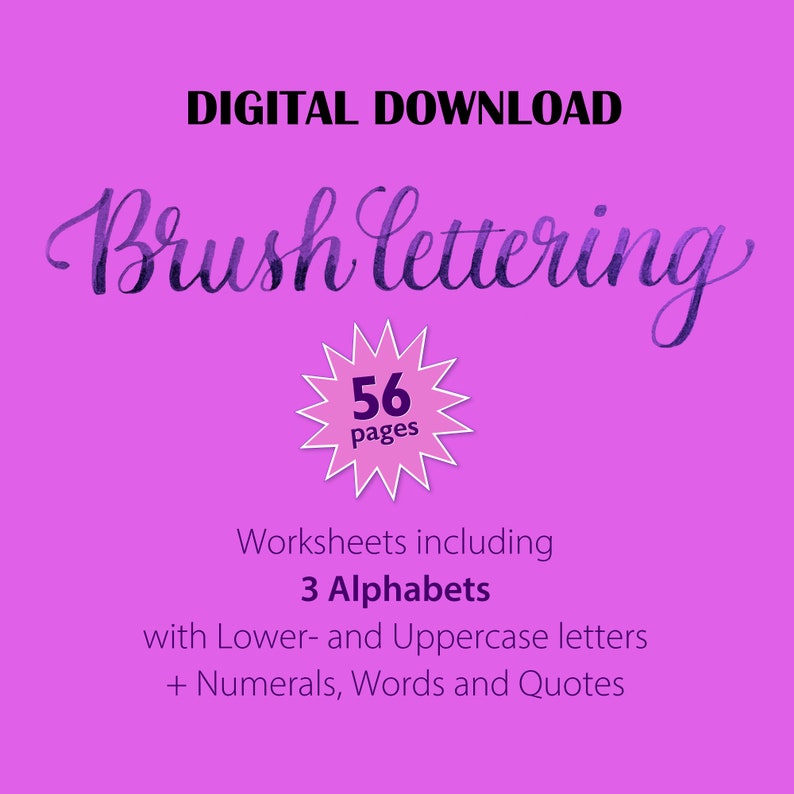 Brush Lettering Workbook A Step by Step Guide for Beginners 56 Pages ...