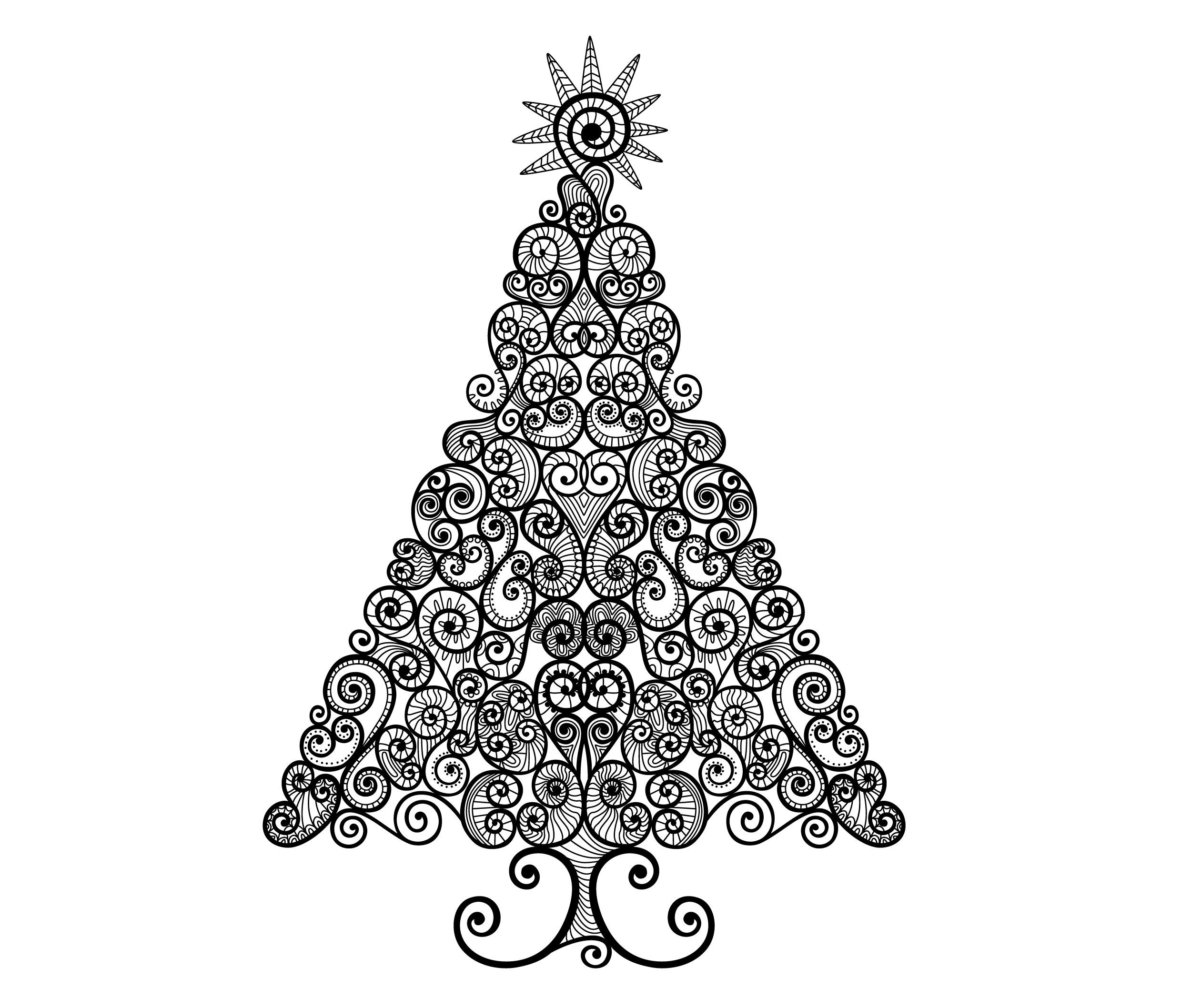 Instant Digital Download Vector Clipart Curly Christmas Tree Seasonal ...