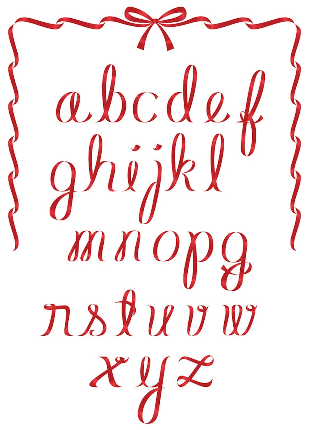Ribbon Alphabet Christmas Alphabet Christmas Clipart Red Satin ...