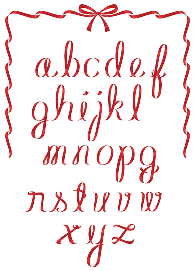 Ribbon Alphabet Christmas Alphabet Christmas Clipart Red Satin ...
