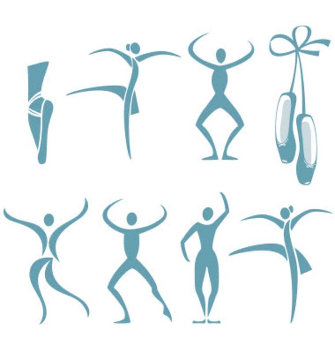 Vector Graphics Digital Download Figures Dancing Ballet Poses Sumbols ...