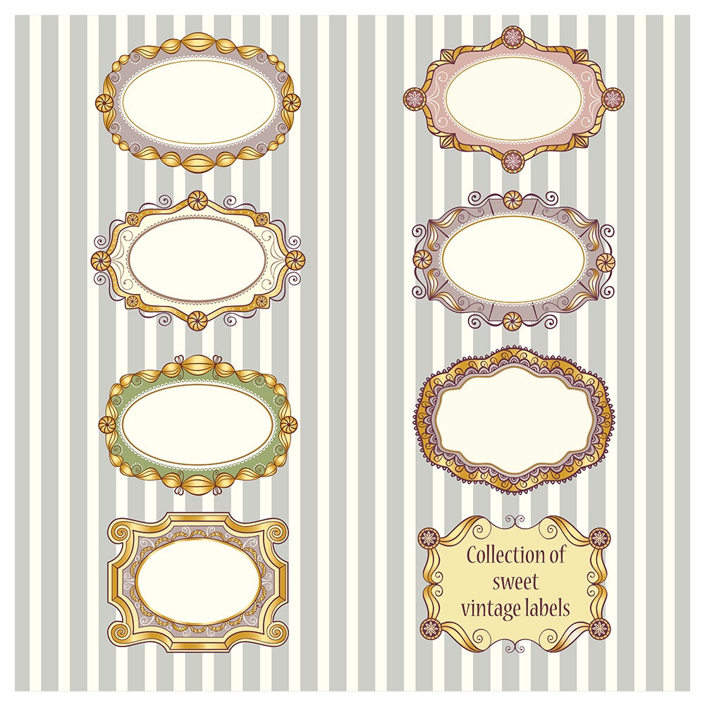 Clipart Vintage Labels Oval Frames Decorative Digital Stickers Ornate ...