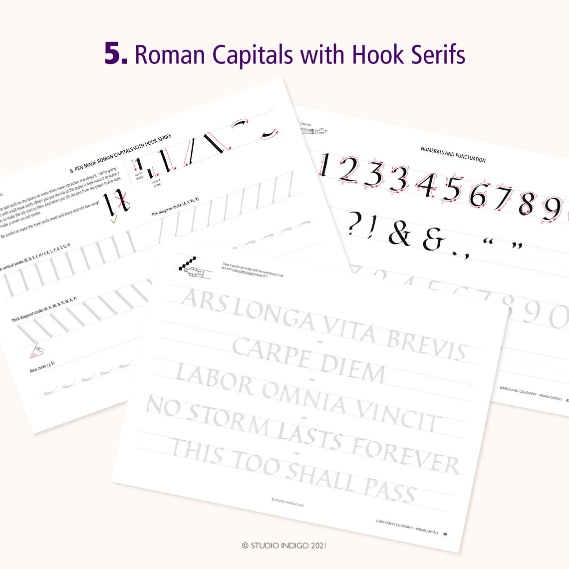 Roman Capitals Calligraphy Workbook for Beginners 60 Pages Traceable ...