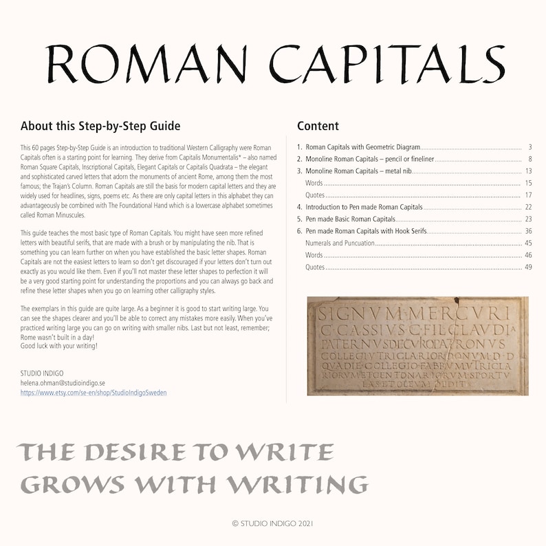 Roman Capitals Calligraphy Workbook for Beginners 60 Pages Traceable ...