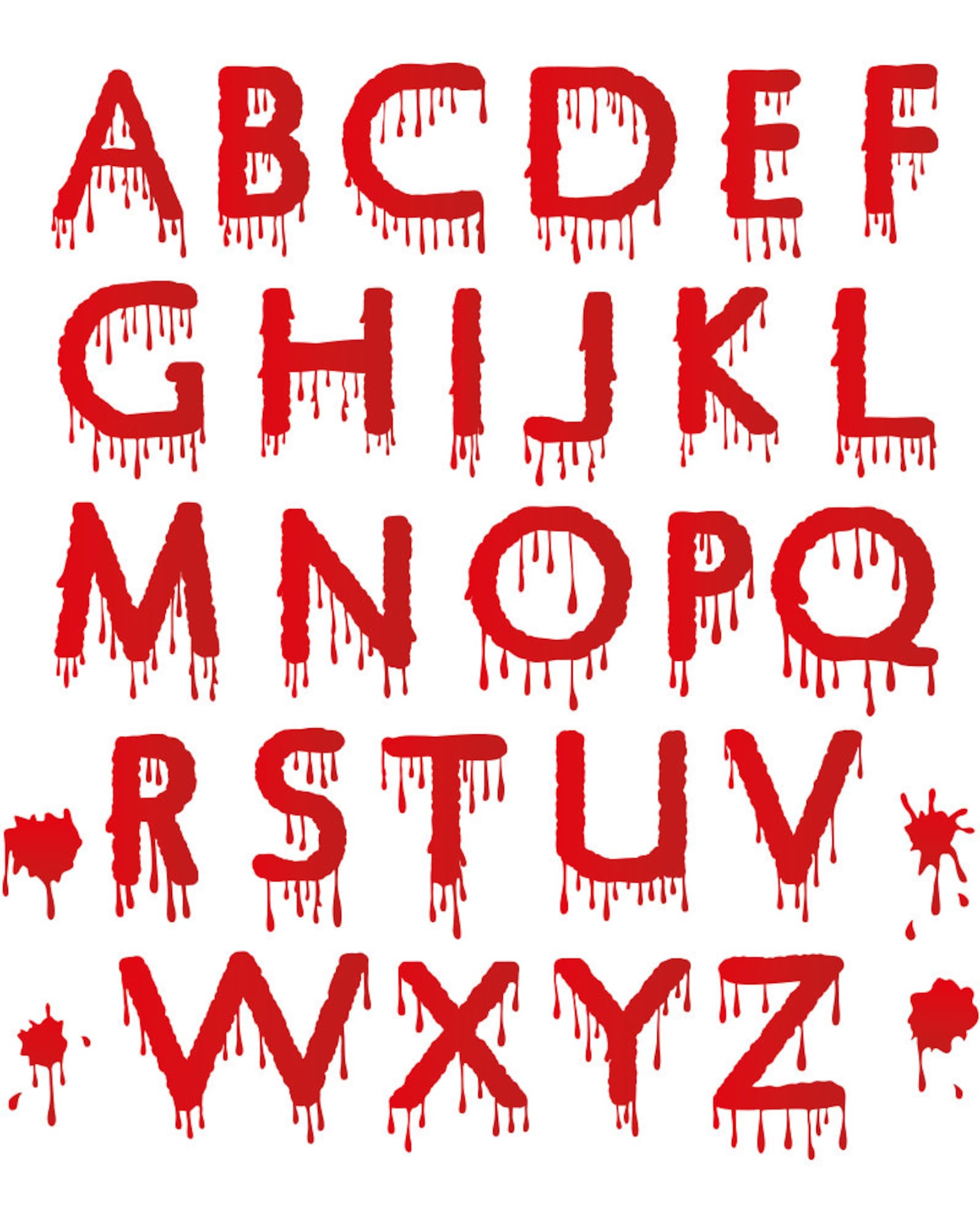 Digital Halloween Clipart Alphabet Dripping Blood Spooky Letters Set ...