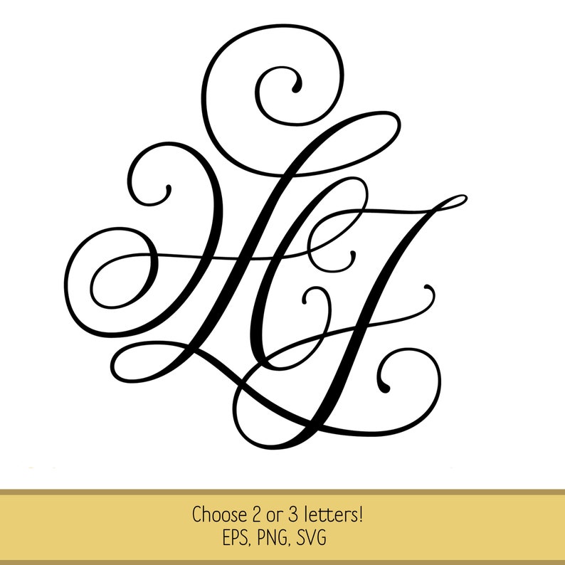 Custom Wedding Monogram Interlocking Letters Personalized - Etsy