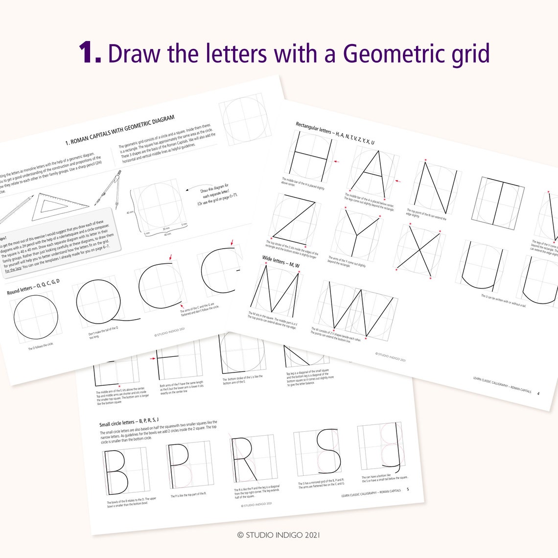 Roman Capitals Calligraphy Workbook for Beginners 60 Pages Traceable ...