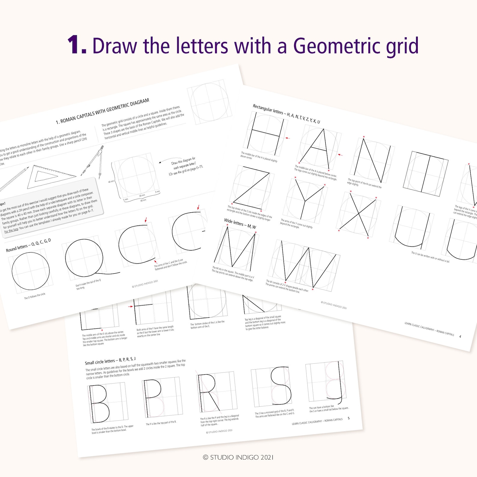 Roman Capitals Calligraphy Workbook for Beginners 60 Pages Traceable ...