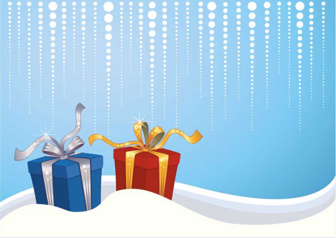 Digital Christmas Background Christmas Present Clipart Snowy Background ...