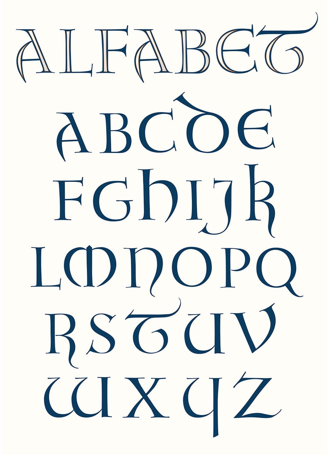 Clipart Alphabet Lombardic Italic Letters Digital Download EPS ...