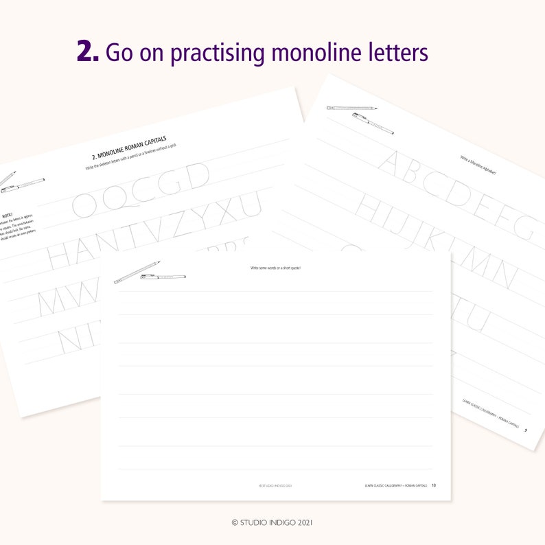 Roman Capitals Calligraphy Workbook for Beginners 60 Pages Traceable ...