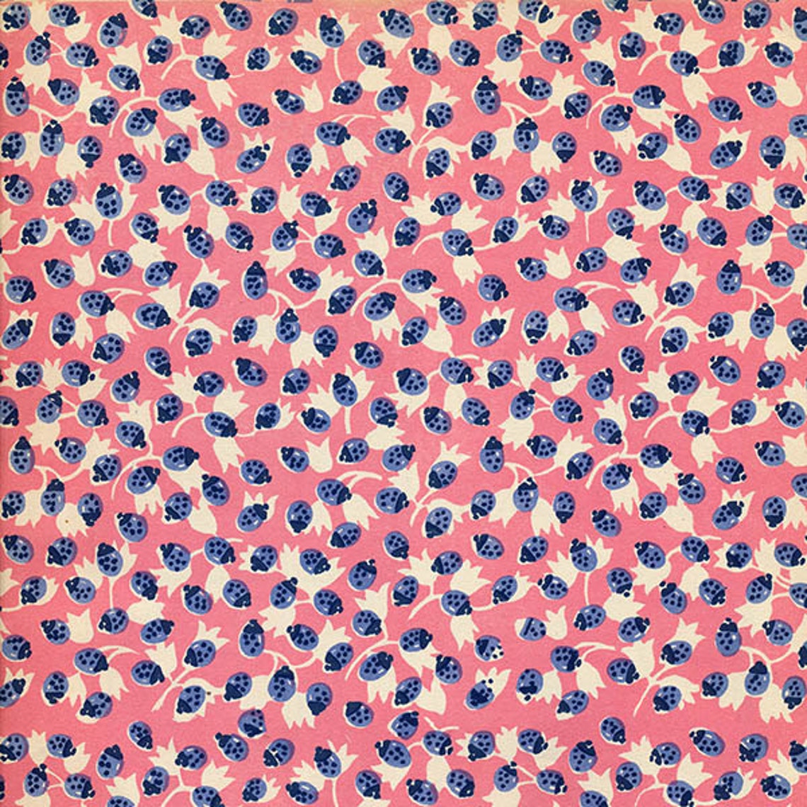 Colorful Digital Vintage Ladybug Fabric Pattern in Pink and Blue ...