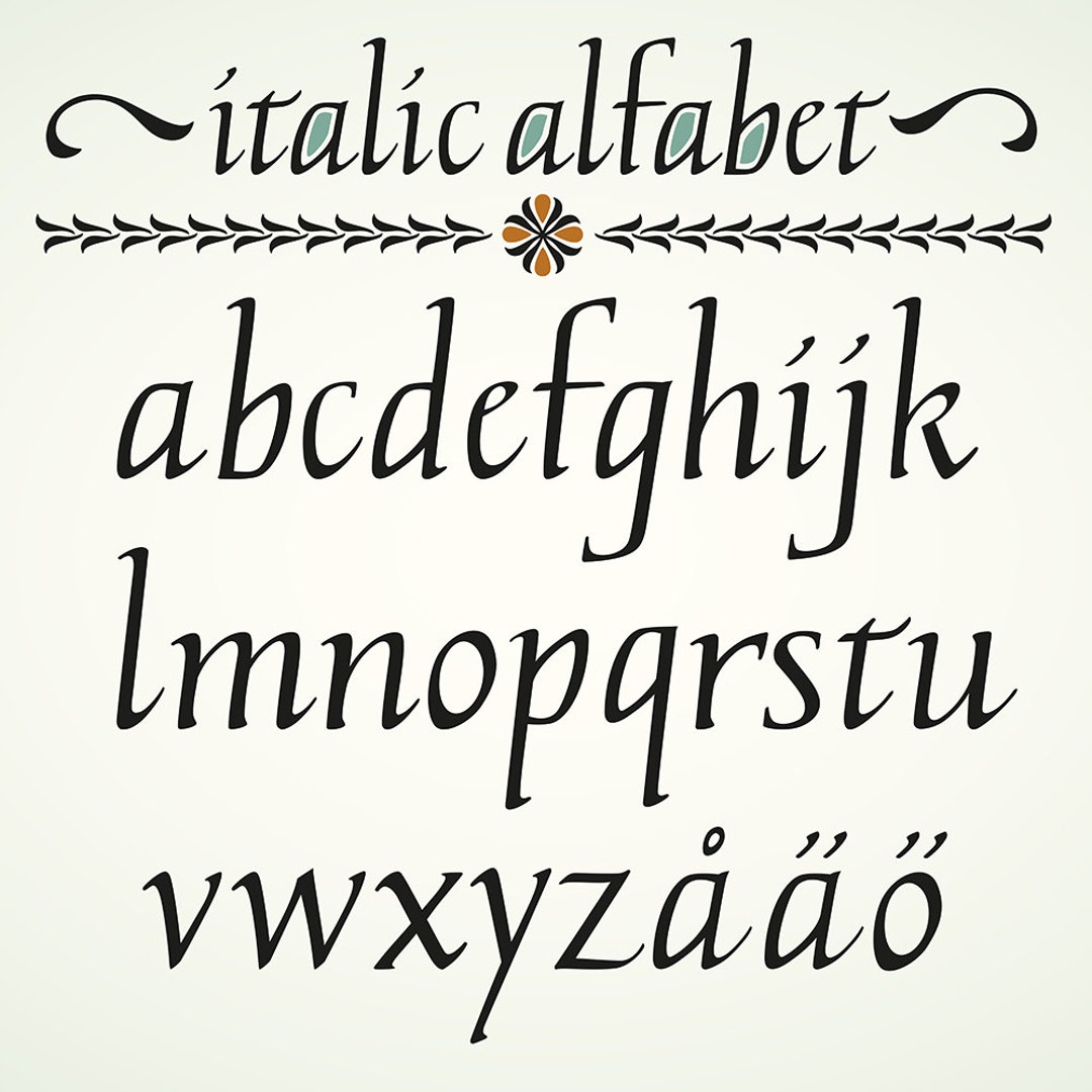 Vector Caligr fico Alfabeto It lico Letras Manuscritas Etsy M xico