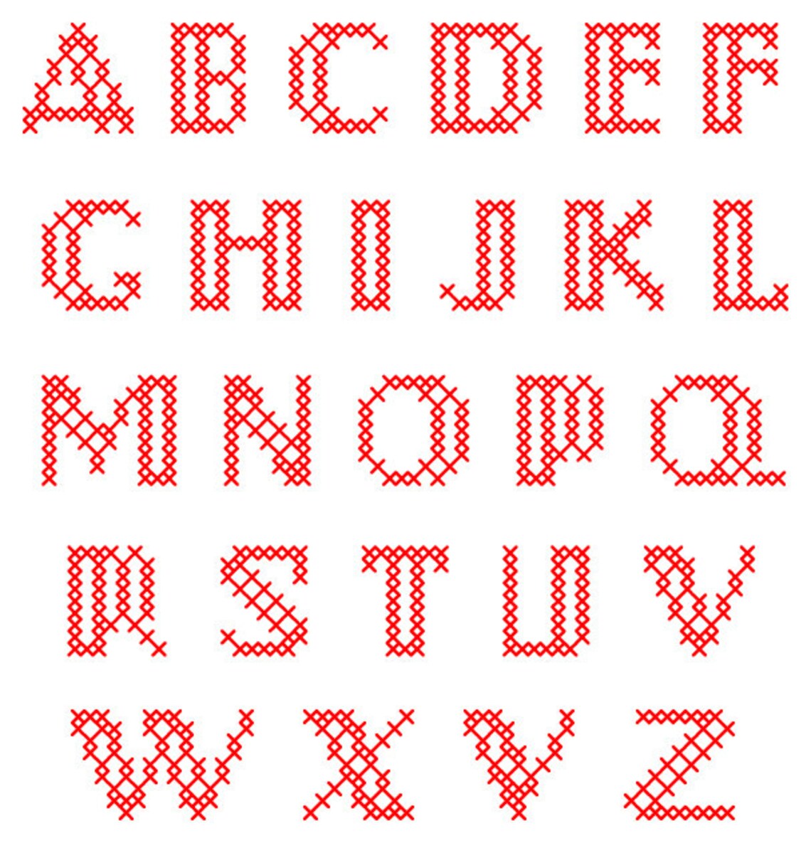 Vector Cross Stitch Pixel Alphabets Capitals Digital Graphics Clipart ...