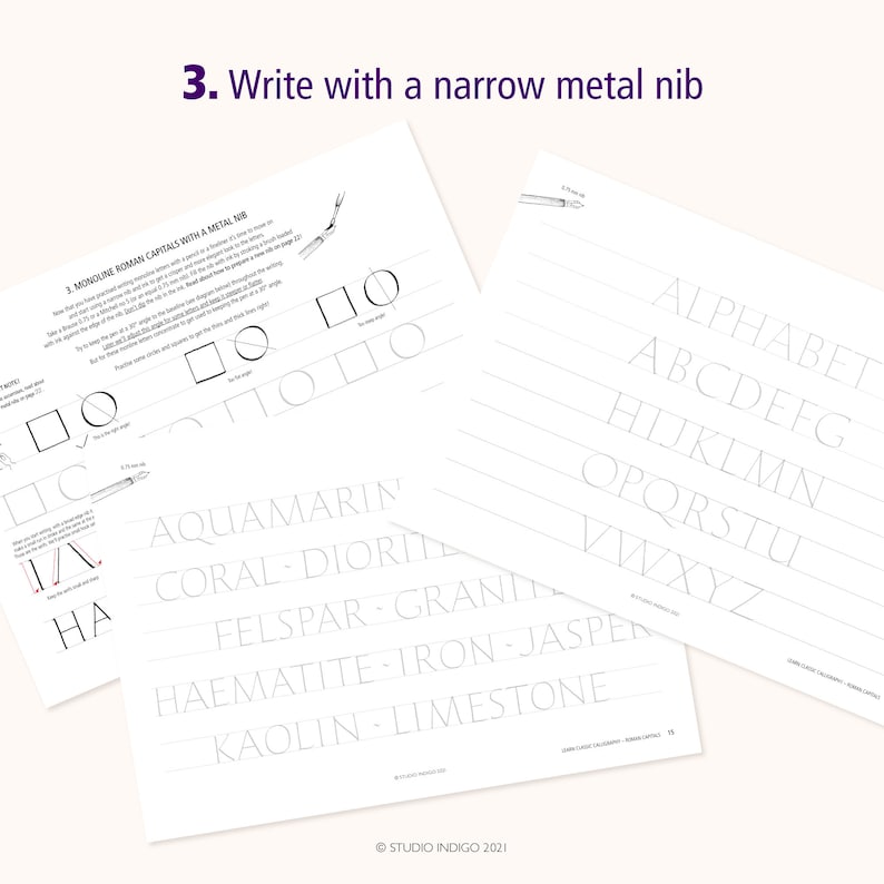 Roman Capitals Calligraphy Workbook for Beginners 60 Pages Traceable ...