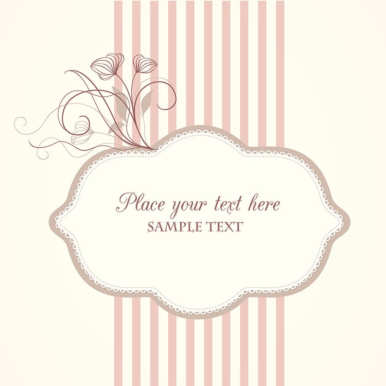 Instant Digital Download Cute Floral Vector Lace Frame Label With ...