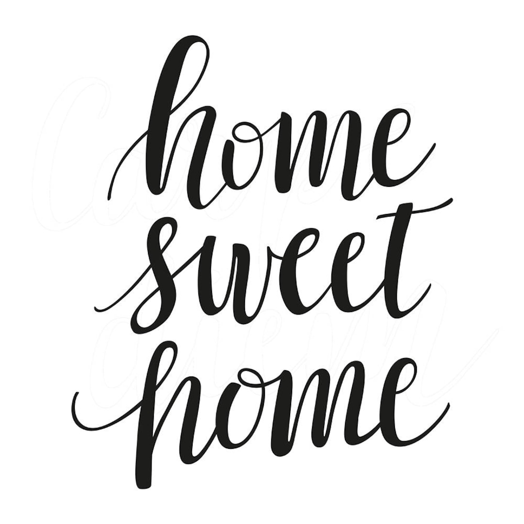Home Sweet Home Clip Art Vector Image Modern Calligraphy Brush Script 3 ...