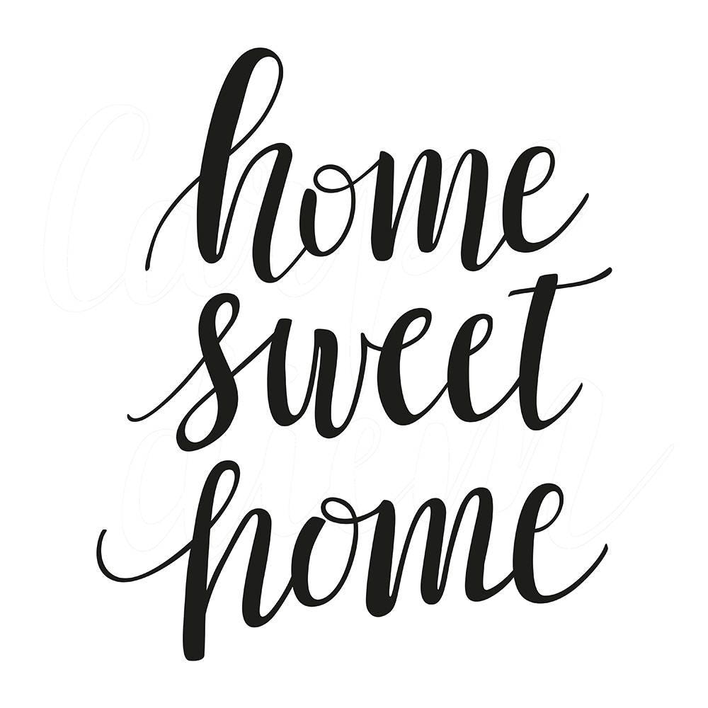Home Sweet Home Clip Art Vector Image Modern Calligraphy Brush Script 3 ...
