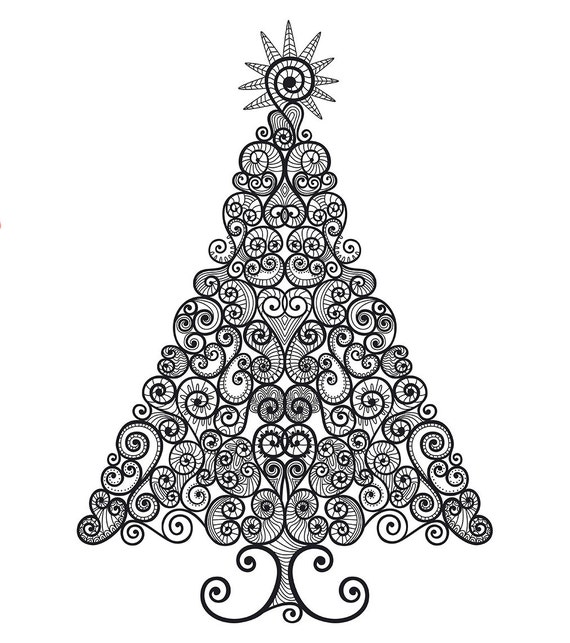 Instant Digital Download Vector Clipart Curly Christmas Tree | Etsy