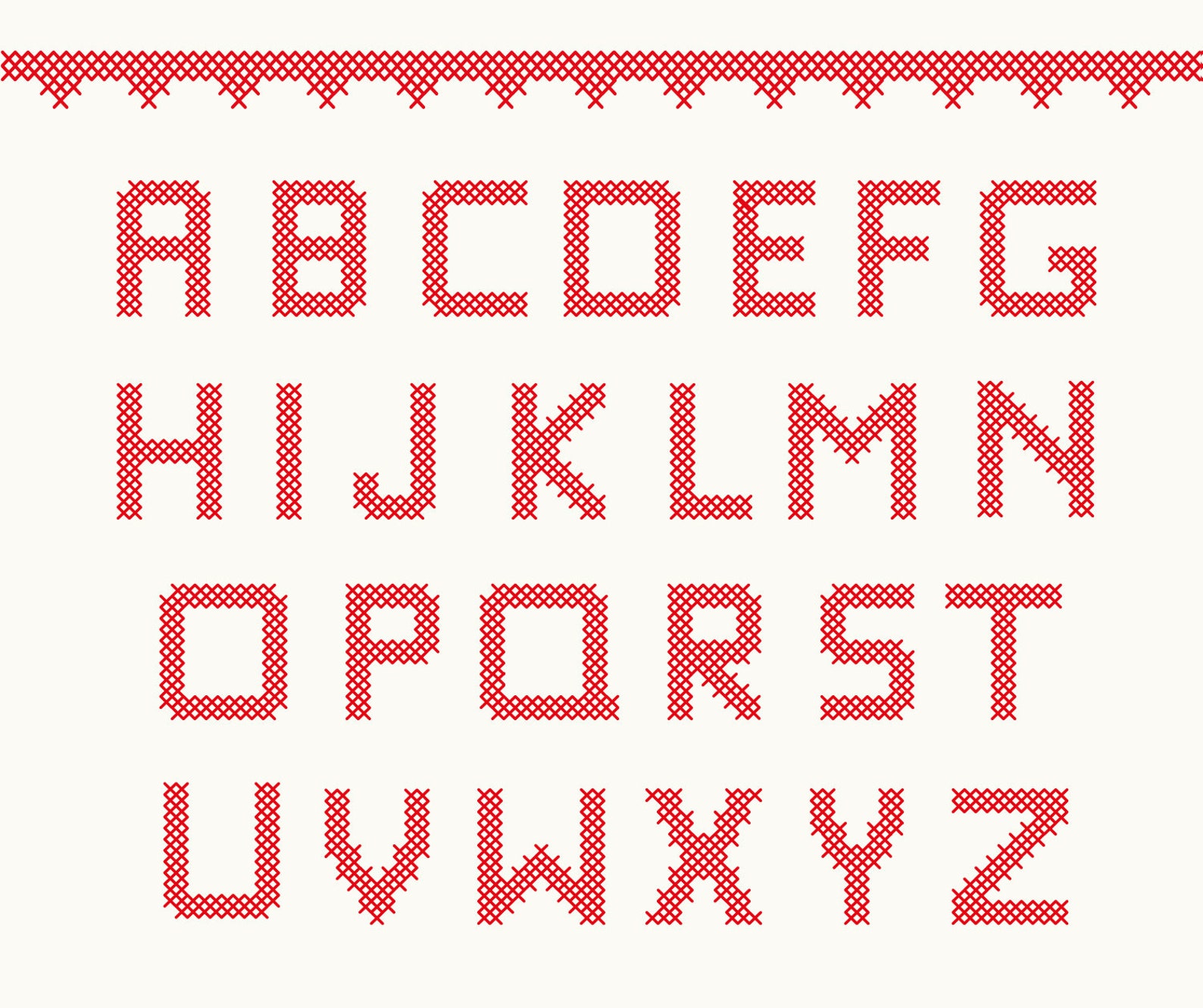 Stitched Alphabet Digital Clipart Cross Stitch Letters Embroidery Caps ...