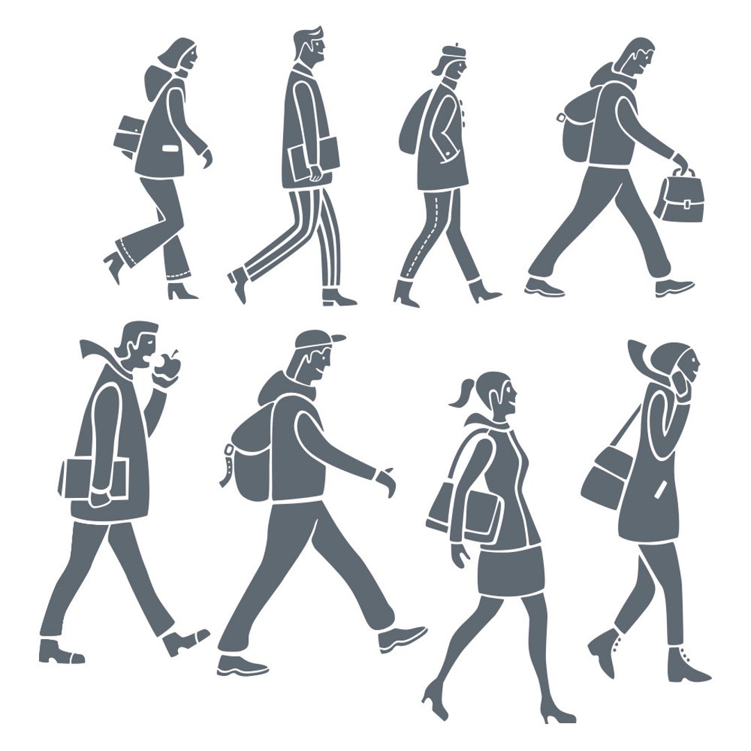 Digital Download Vector Graphics Silhouettes People Walking City Life ...