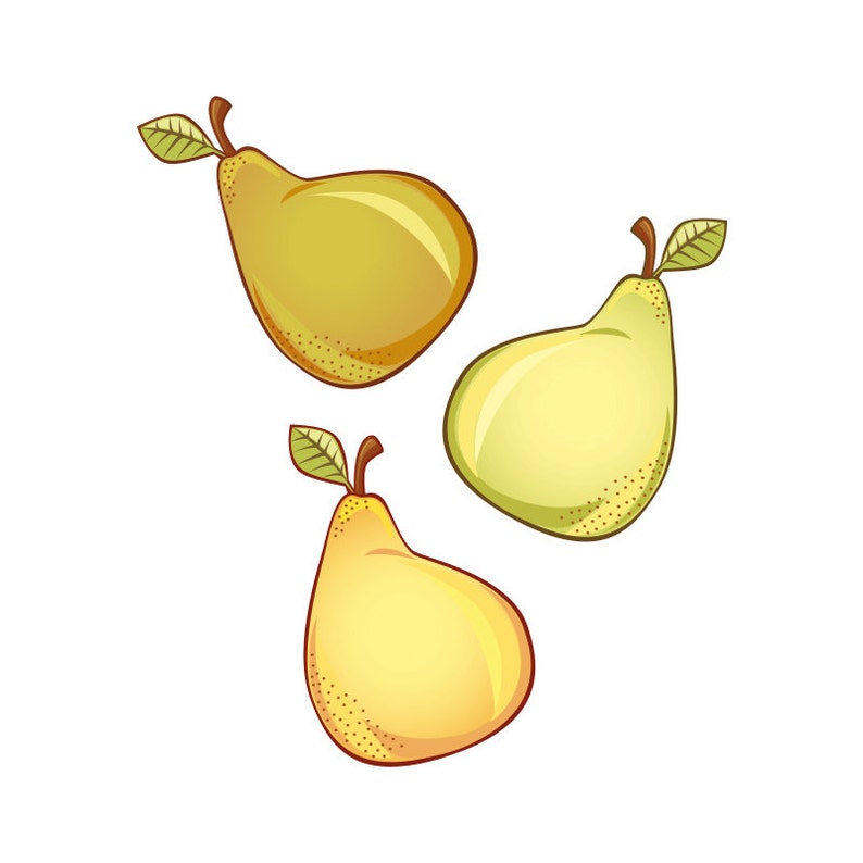 3 Juicy Pears Digital Files Eps Jpg Png Instant Download Vector Clipart ...