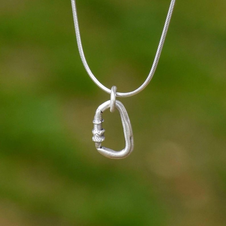 Carabiner Necklace With Chain, Recycled Sterling Silver Climbing ...
