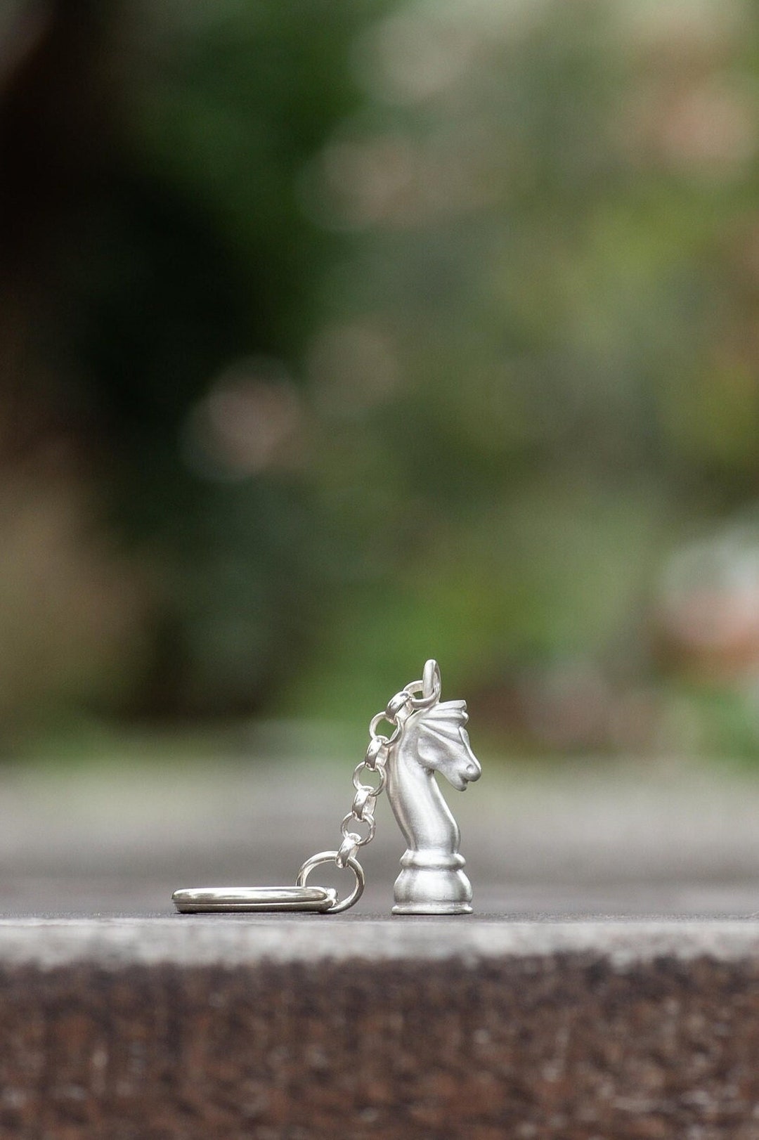 Chess Knight Keychain, Recycled Sterling Silver Chess Piece Keyring ...