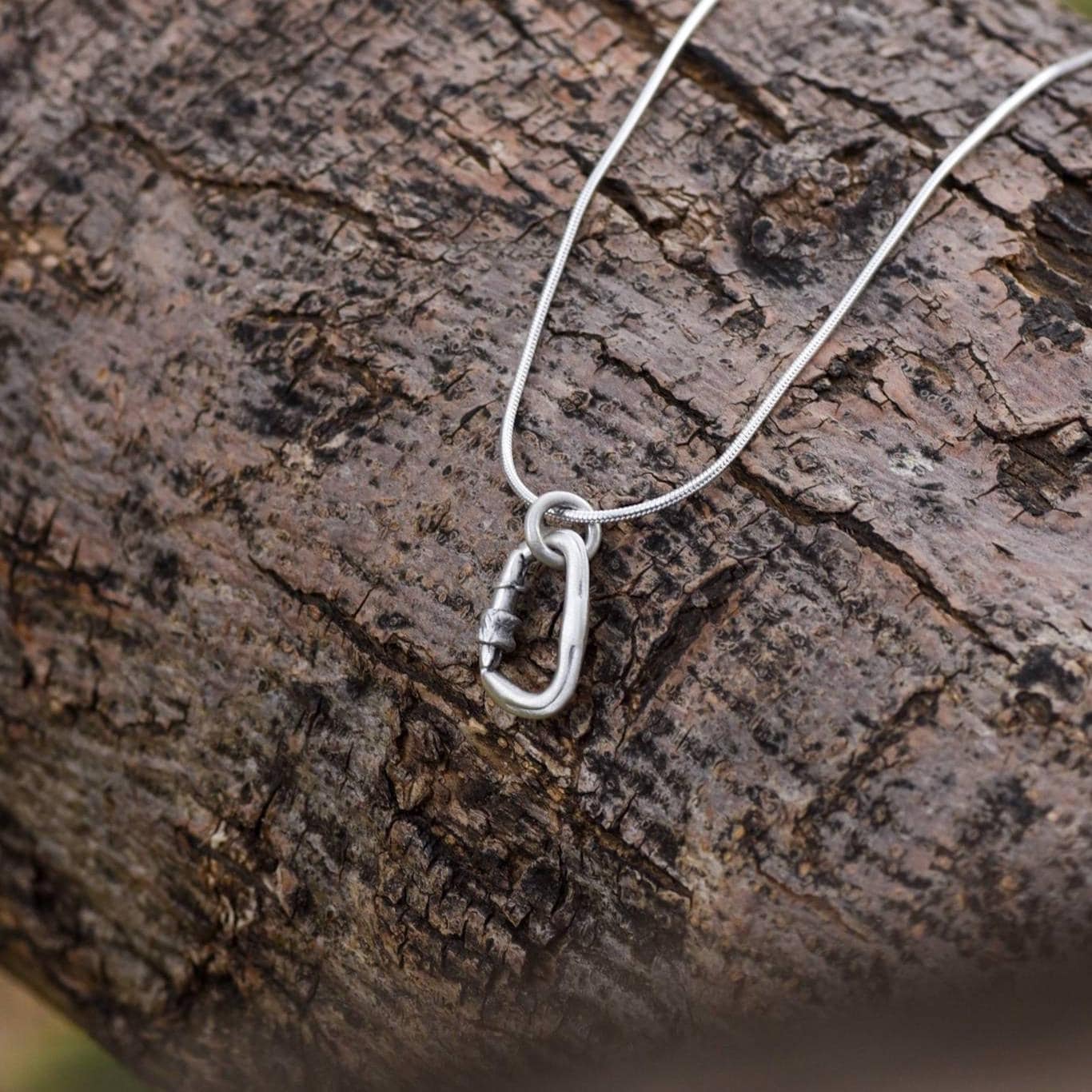 Carabiner Necklace With Chain, Recycled Sterling Silver Climbing ...
