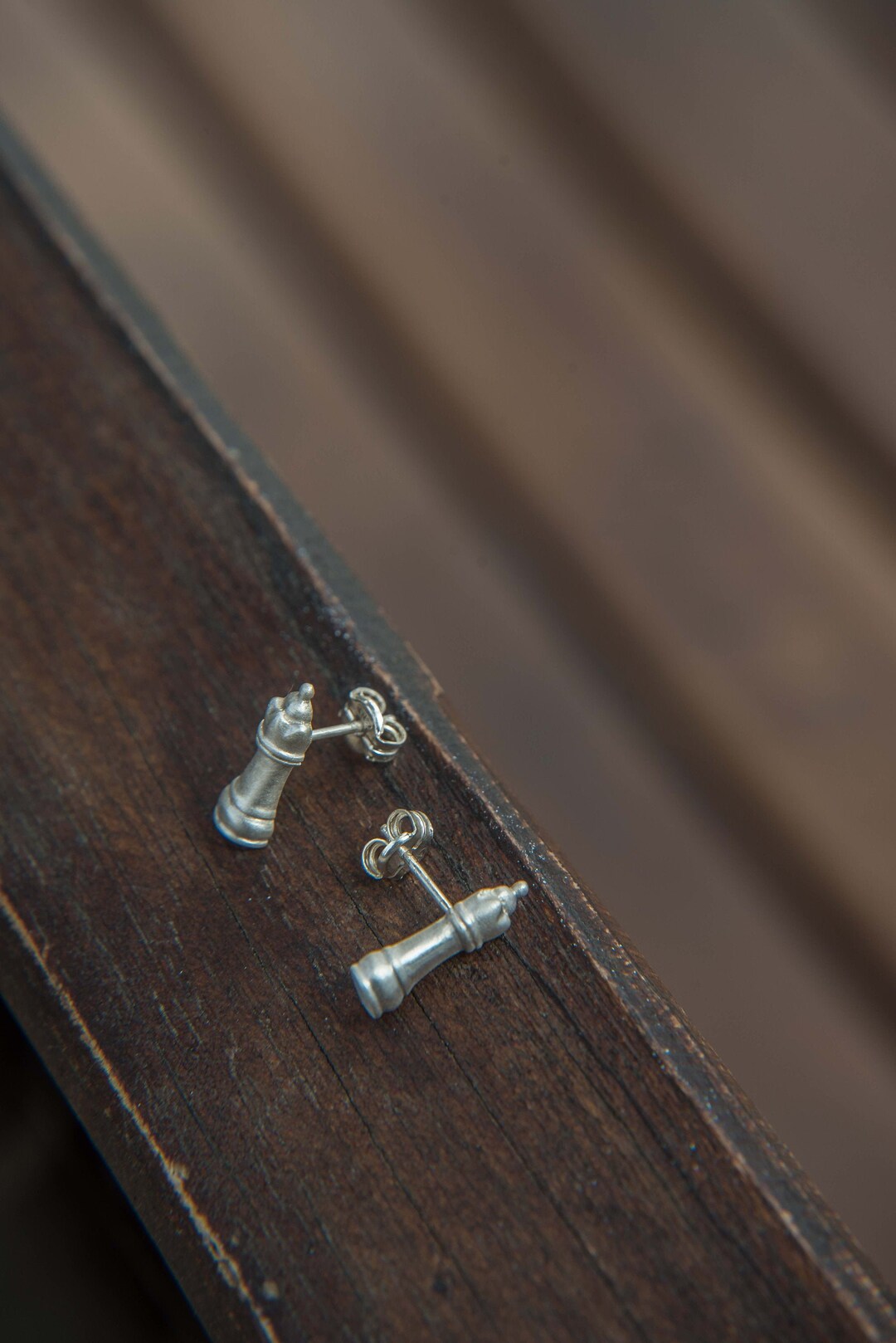 Queen Chess Stud Earrings Recycled Sterling Silver Chess - Etsy