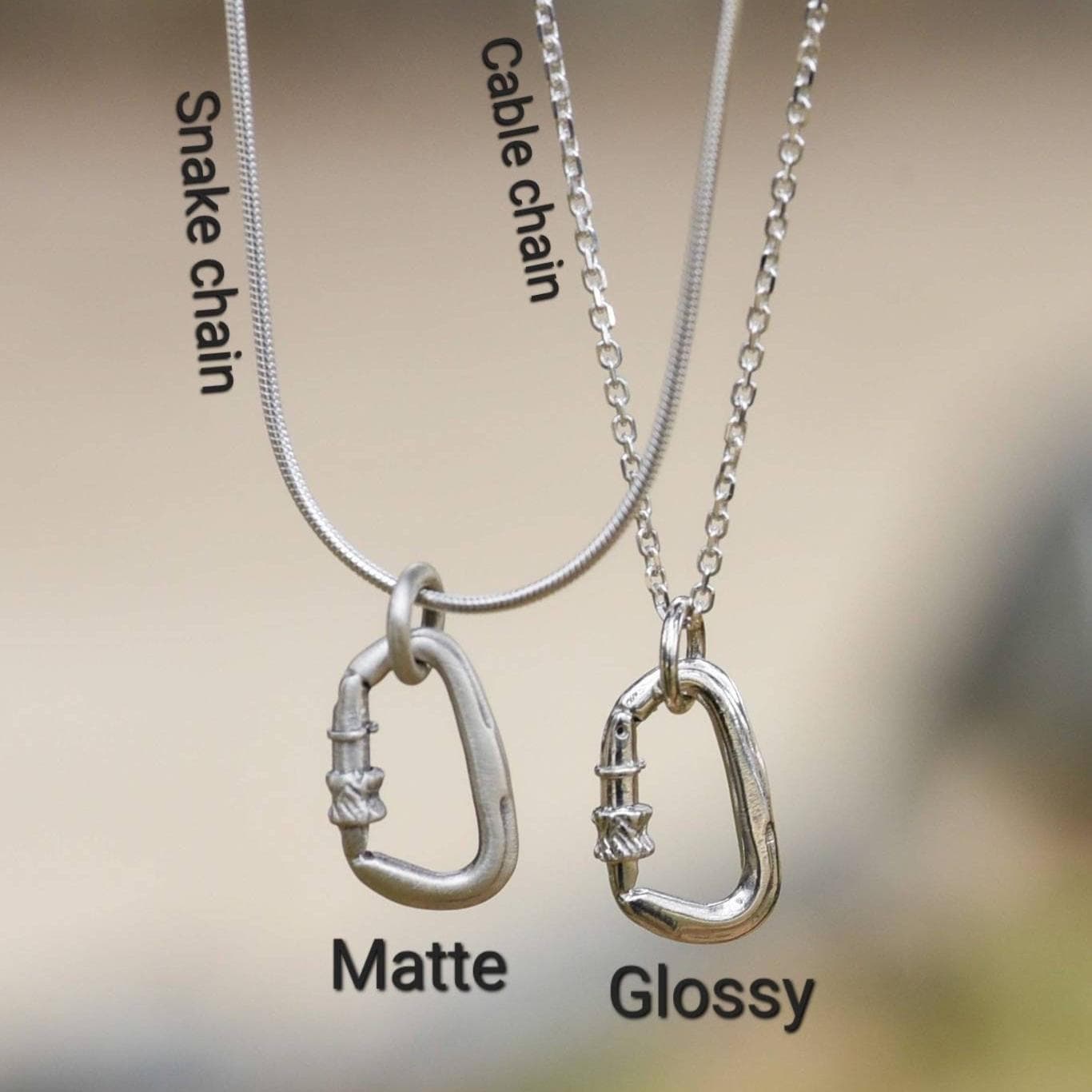 Carabiner Necklace With Chain, Recycled Sterling Silver Climbing ...