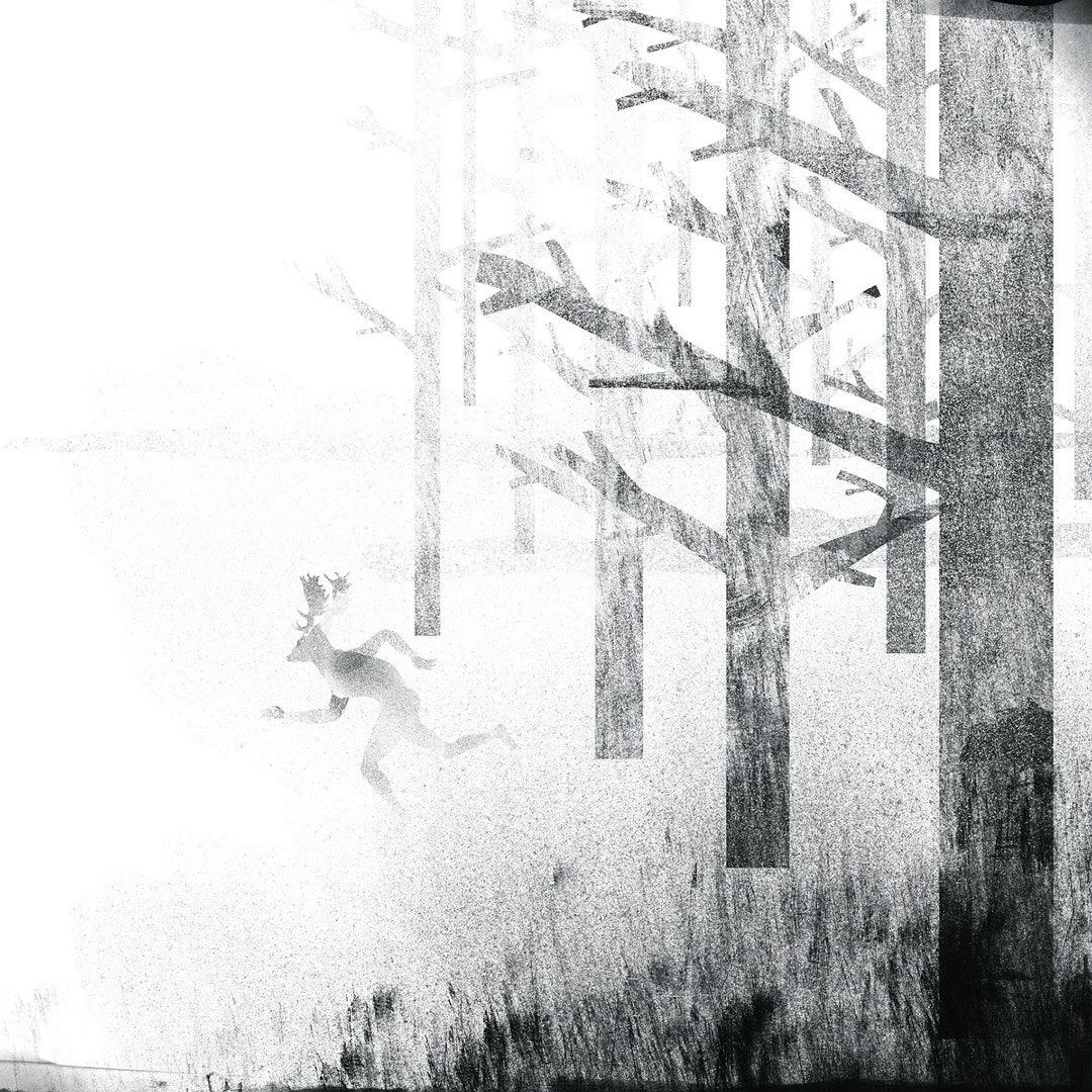 Running Deer Art Print for Home Decor. Size 24 X 24 Cm or 9.44 X 9.44 ...