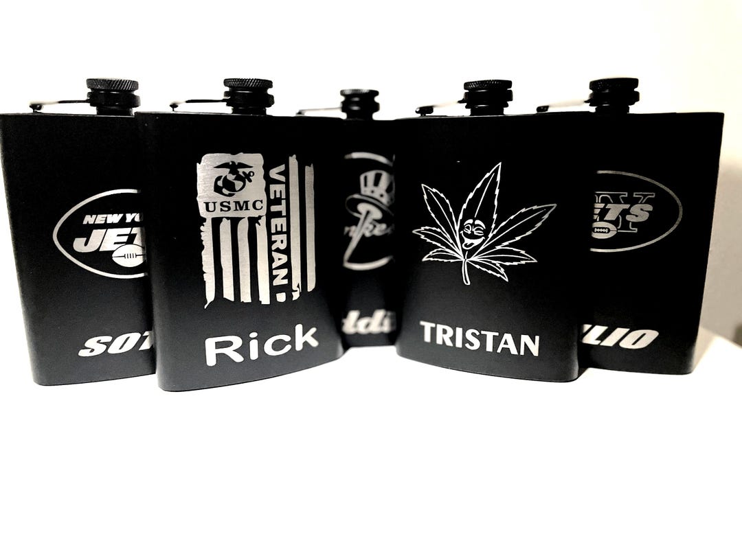 Personalized Laser Engraved Flasks, Flask, Custom Black Flasks ...