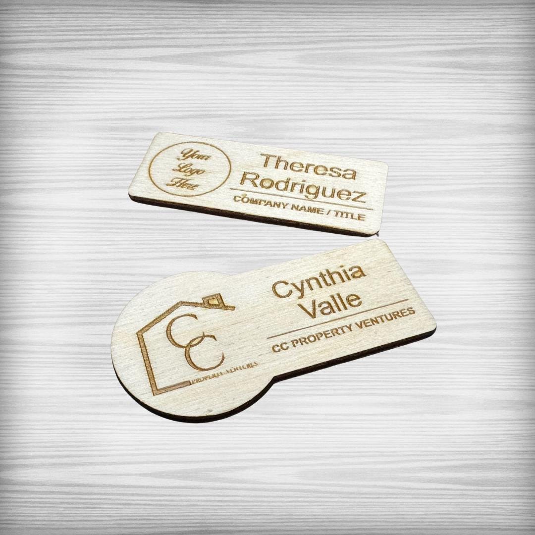 Wooden Name Badges | Custom Personalized Laser Cut Name Tags | Name ...