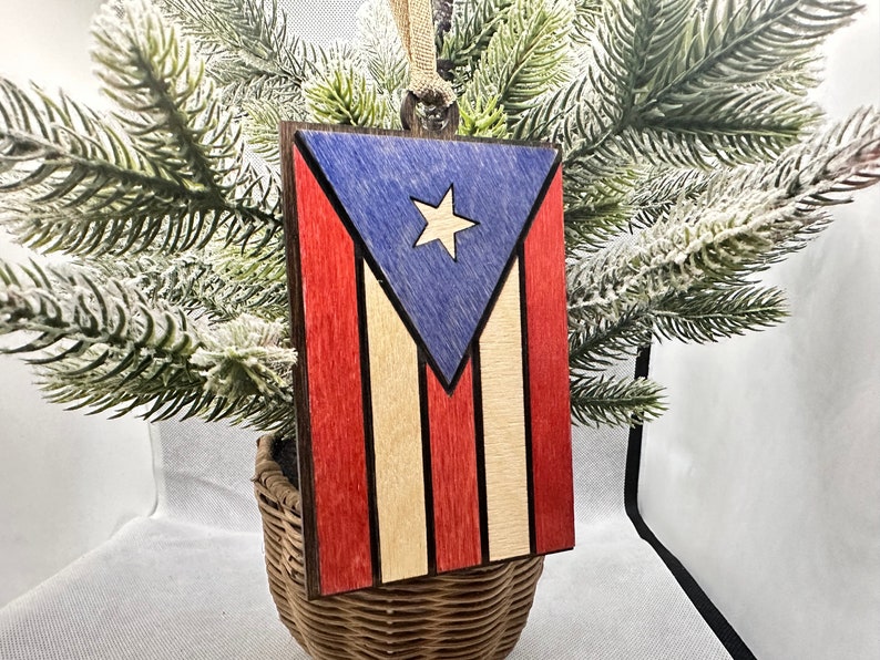 Puerto Rico Flag Ornament | Custom PR Flag Ornament | Christmas ...
