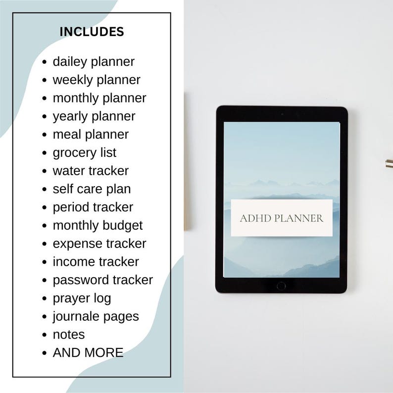ADHD Digital Planner ADHD Planner Instant Download Digital Planner - Etsy
