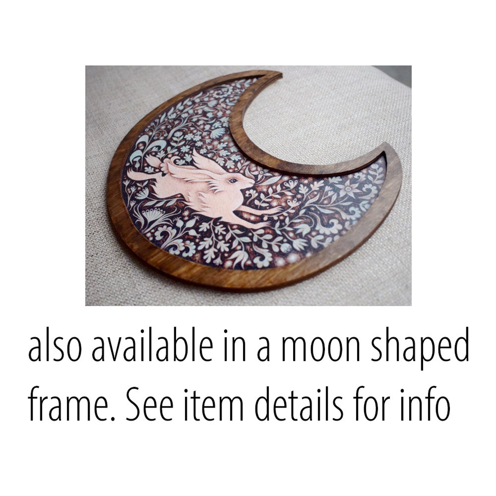Hare and Moon Pyrography Wall Hanging Print. Wood Burning - Etsy
