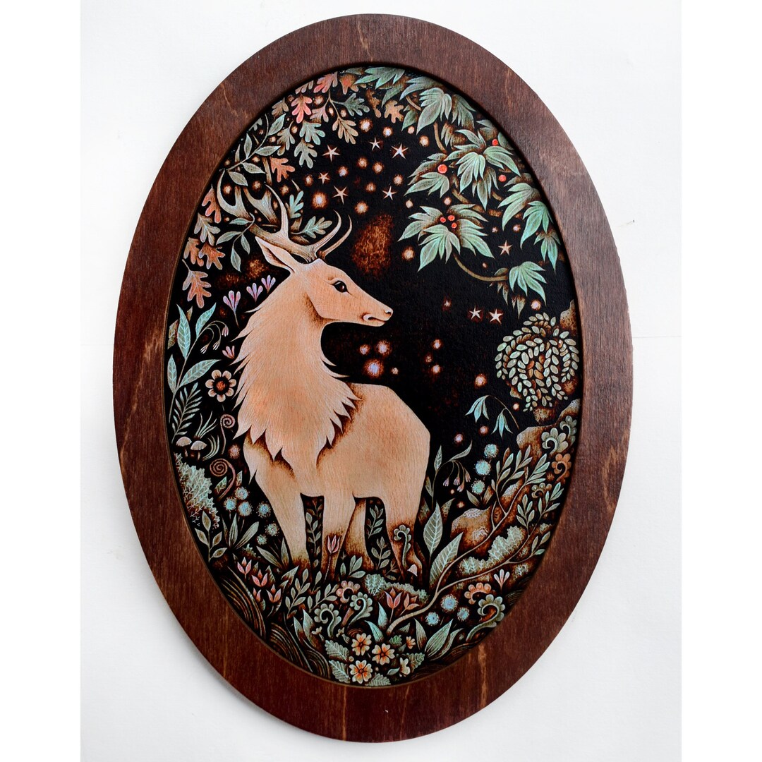 Red Deer Stag Pyrography Wall Hanging Print - Etsy