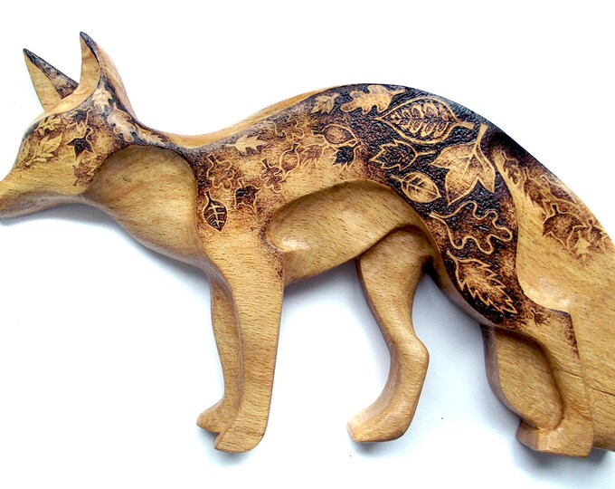 Carved Wood Fox Wall Hanging With Pyrography (wood Burning), Fox Wall ...