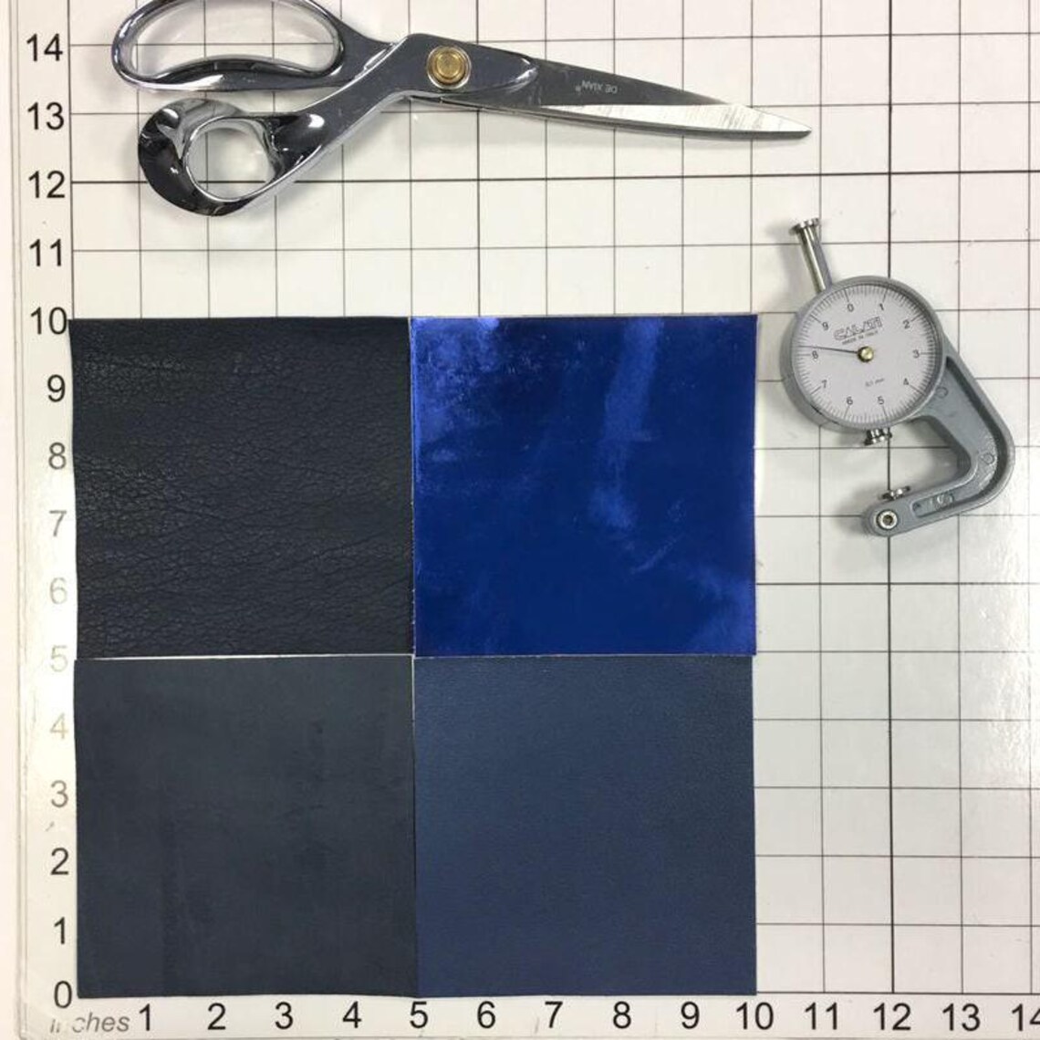 NAVY BLUE Lambskin Sheet Set of Navy Blue Leather Scraps Blue Metallic ...