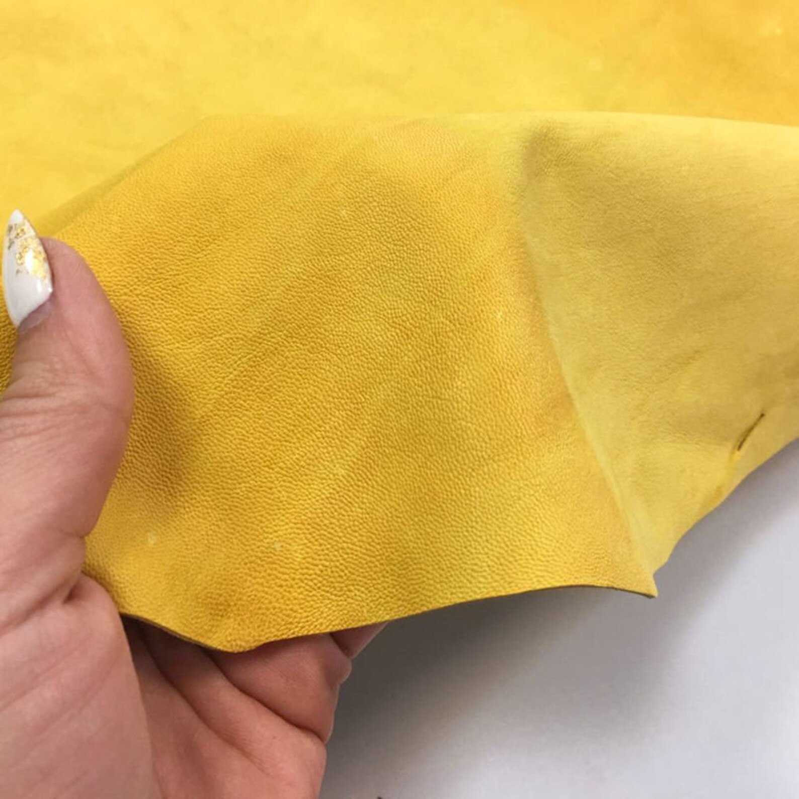 Bright YELLOW suede leather Yellow Velour fabric fabric | Etsy