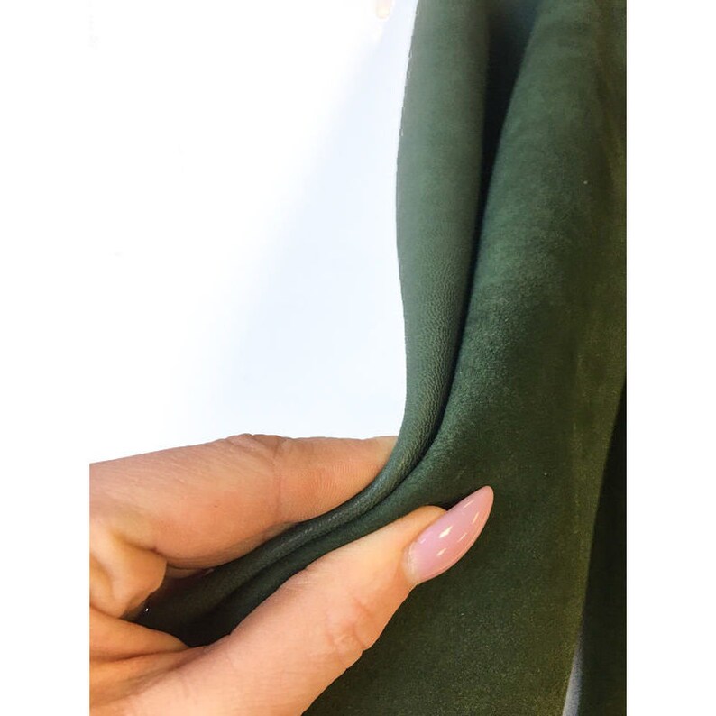 Dark GREEN Suede Leather Hides Green Velour Material MOUNTAIN VIEW 648 ...