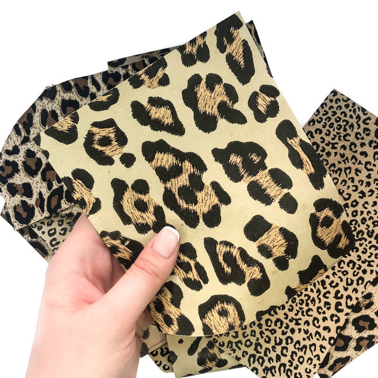 MIX LEOPARD Print Real Leather Scrap Pack Pre-cut DIY Genuine - Etsy