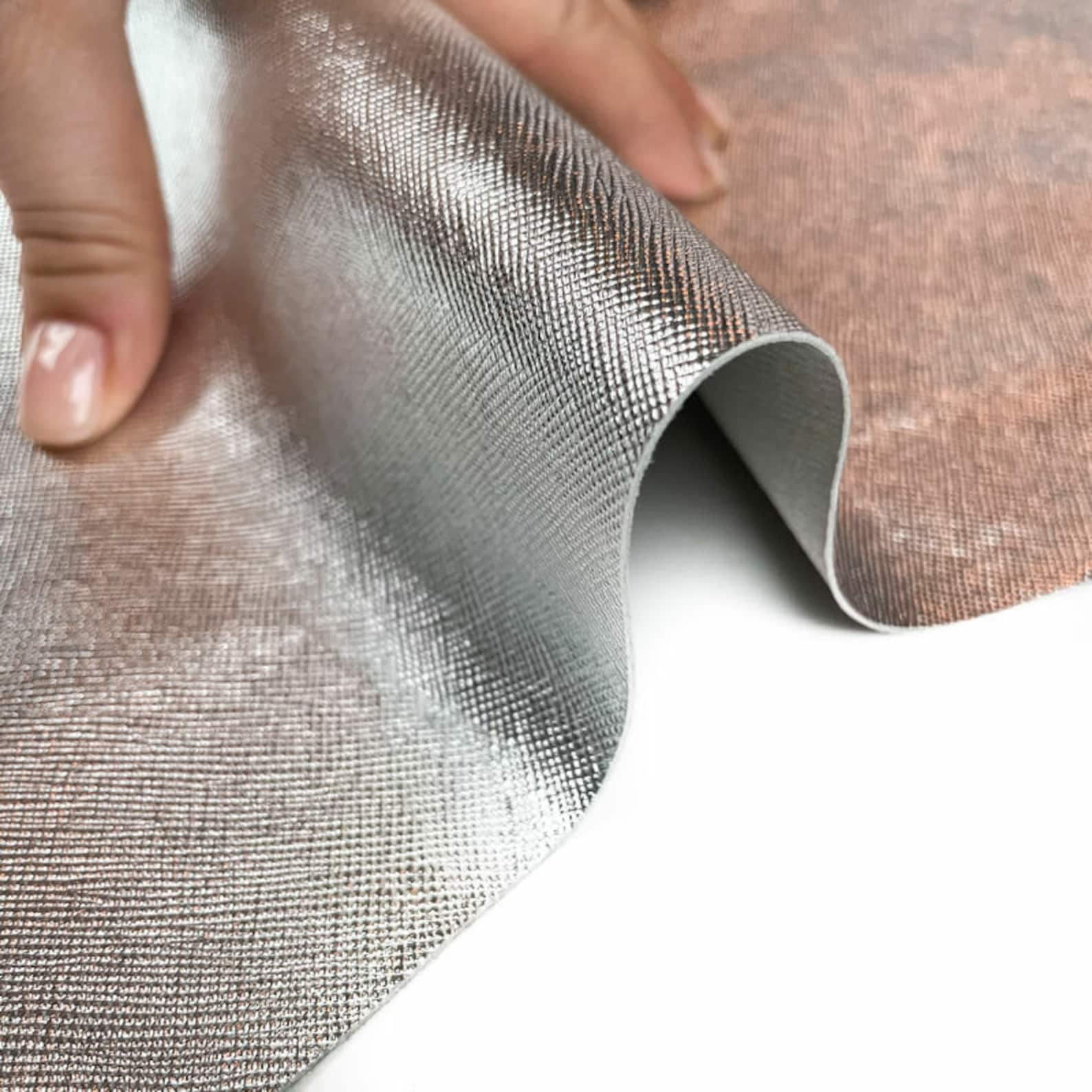 Silver Leather Fabric // Metallic // Real Animal Leather // - Etsy