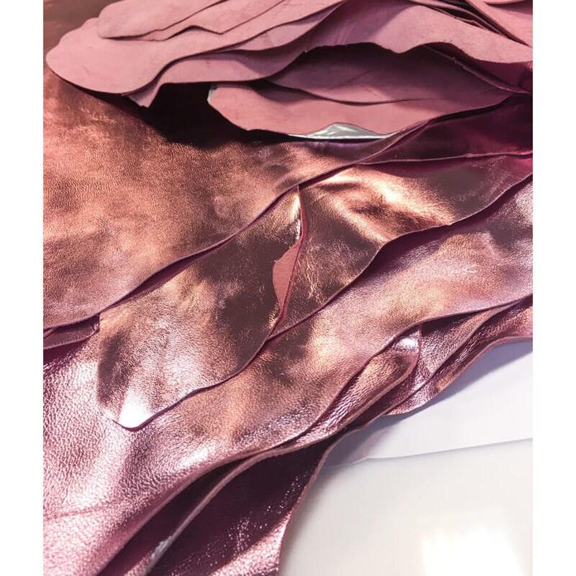 PINK Metallic Leather Sheets Genuine Sheep Skin Pink Metal Hides for ...
