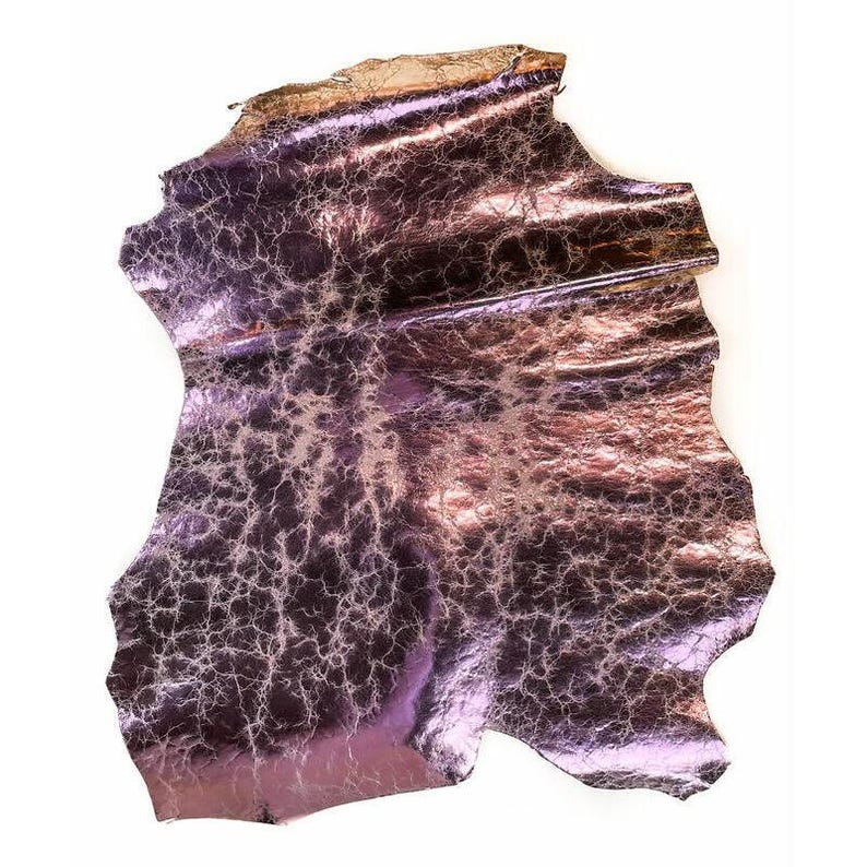 Blue Purple Wrinkled Lambskin Leather With Metallic Foil Choose Color ...