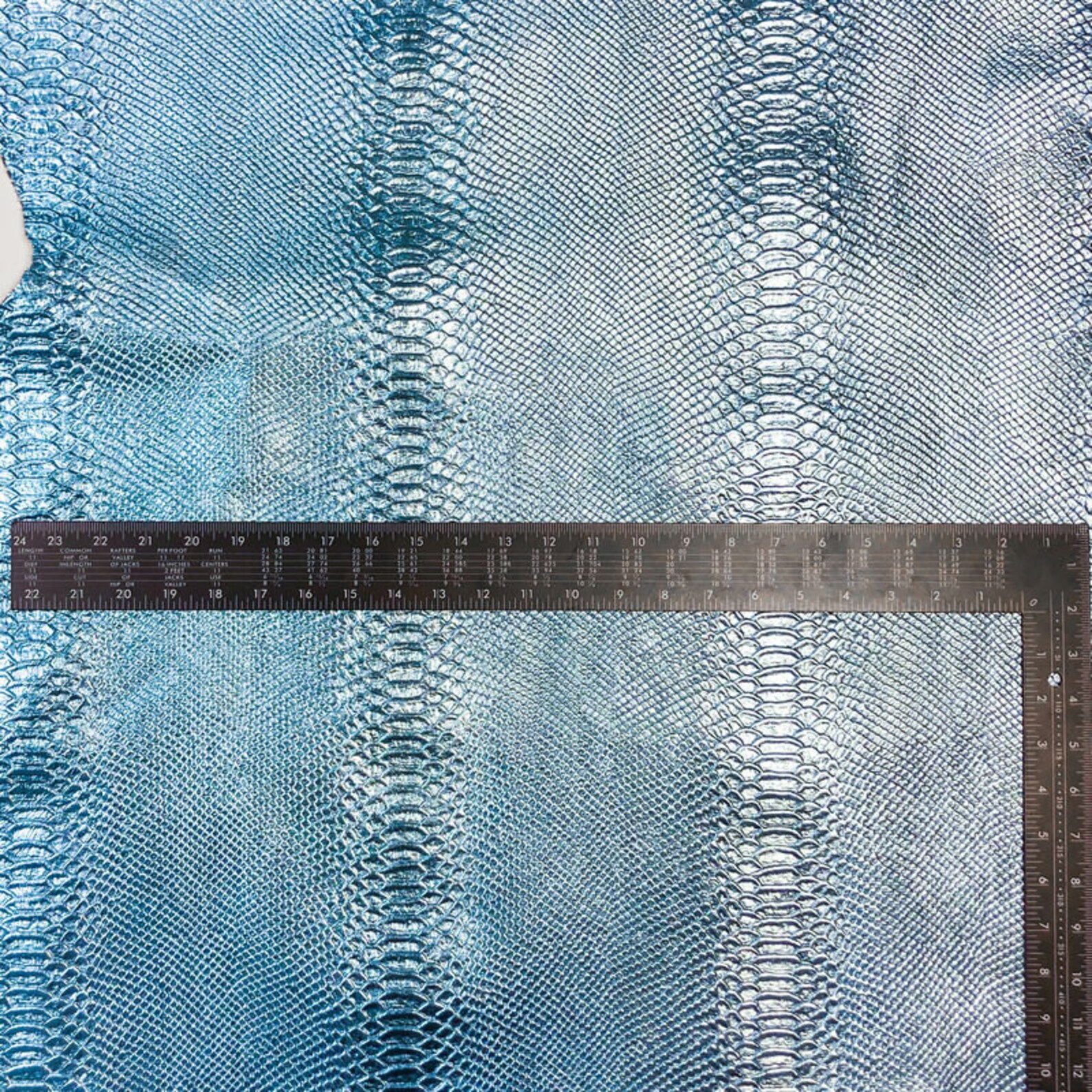 Light Blue Leather Hides With Snake Print // Real Animal | Etsy