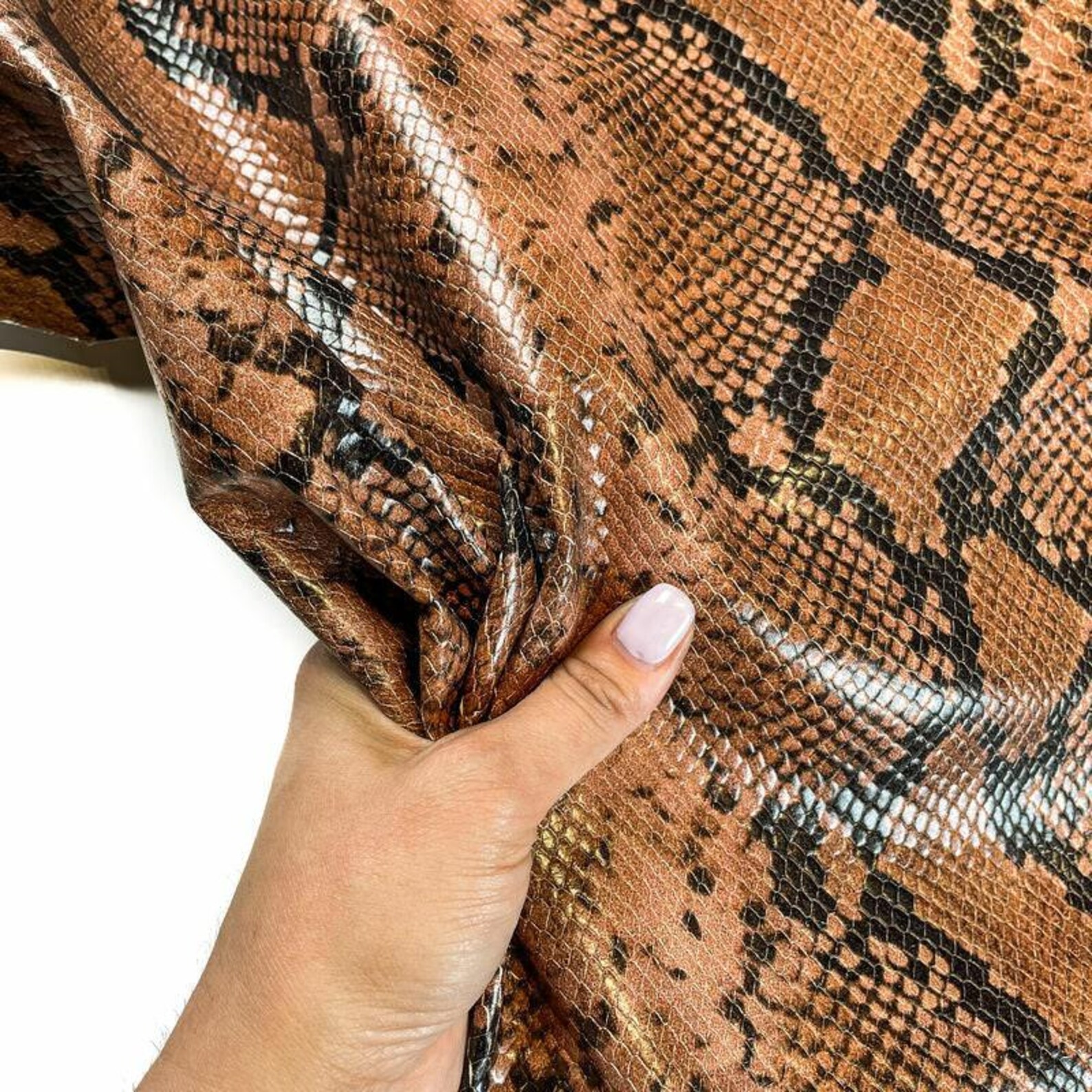 Brown Snake Print Leather //genuine Lambskin Leather Hides //textured ...
