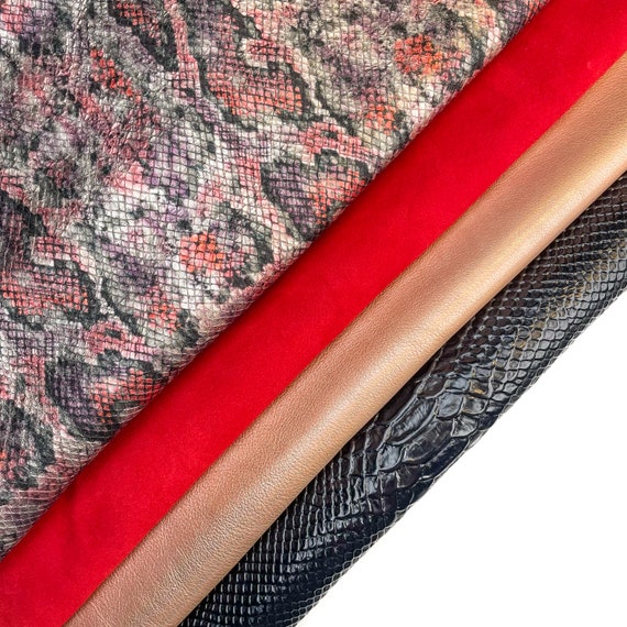 Bright RED Black Snake Metallic Leather BUNDLE of 4 Hides - Etsy